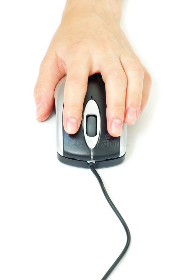 Businesswoman Hand Close Up on Computer Mouse Stock Photo - Image of ...