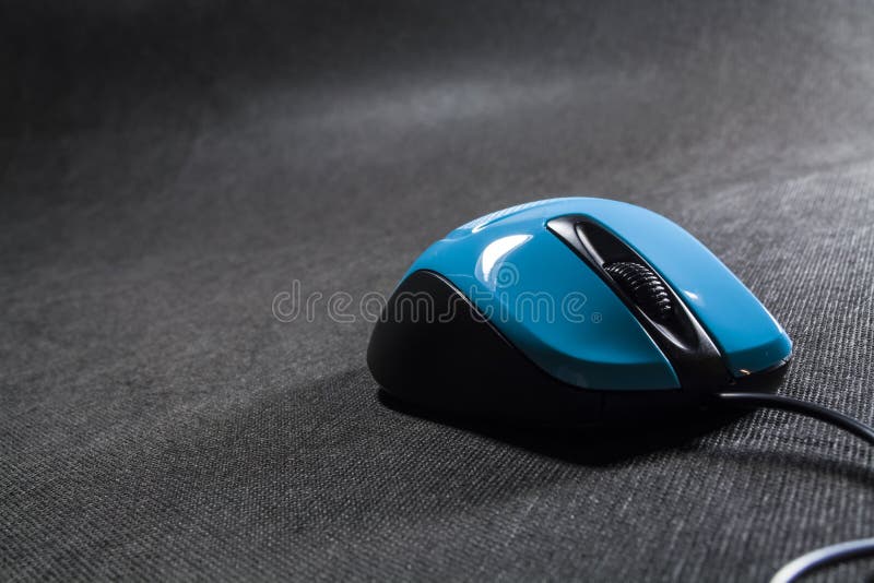 Computer Mouse of Bright Blue Color. Black Details. Plastic. Modern ...