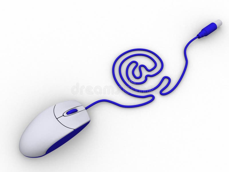 Computer mouse and cable stock illustration. Illustration of technology ...