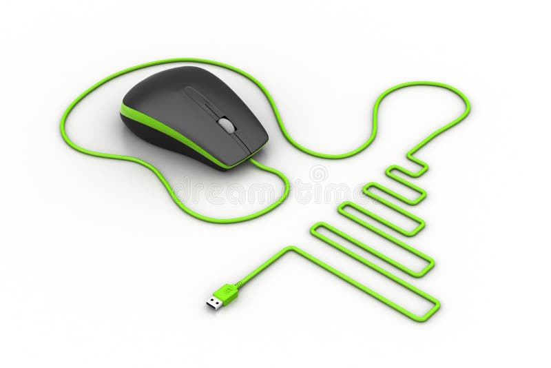 Computer mouse with cable stock illustration. Illustration of industry ...