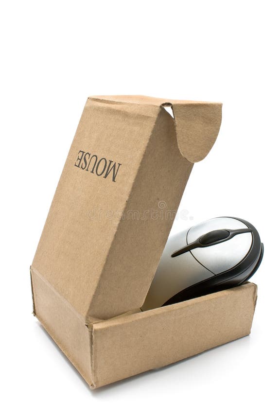 Computer Mouse in Cardboard Box Stock Photo - Image of inside, post ...