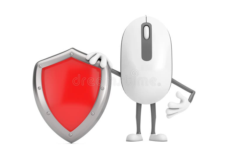 Computer Cartoon with Shield Stock Vector - Illustration of business ...