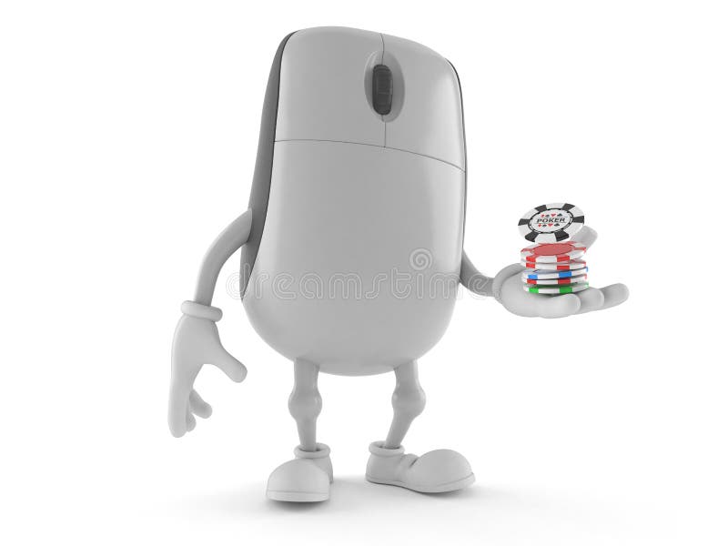 Computer Mouse Character with Gambling Chips Stock Illustration ...