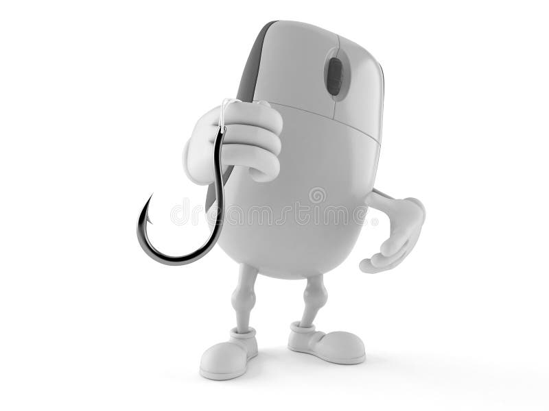 Computer Mouse Character Holding Fishing Hook Stock Illustration ...