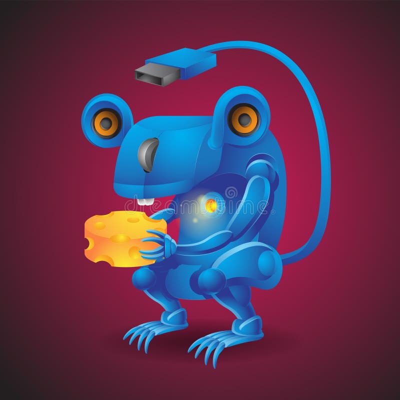 A Computer Mouse Character Holds a Cheese on an Isolated Background ...