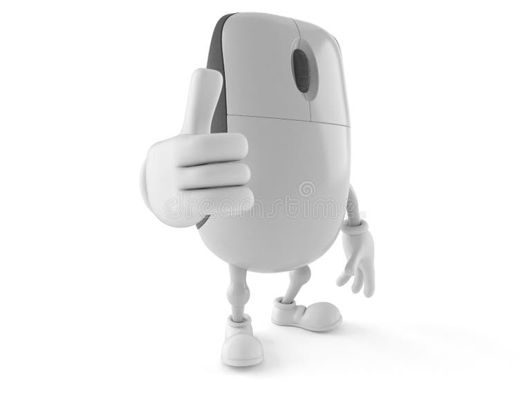 Computer Mouse Character with Thumbs Up Stock Illustration ...