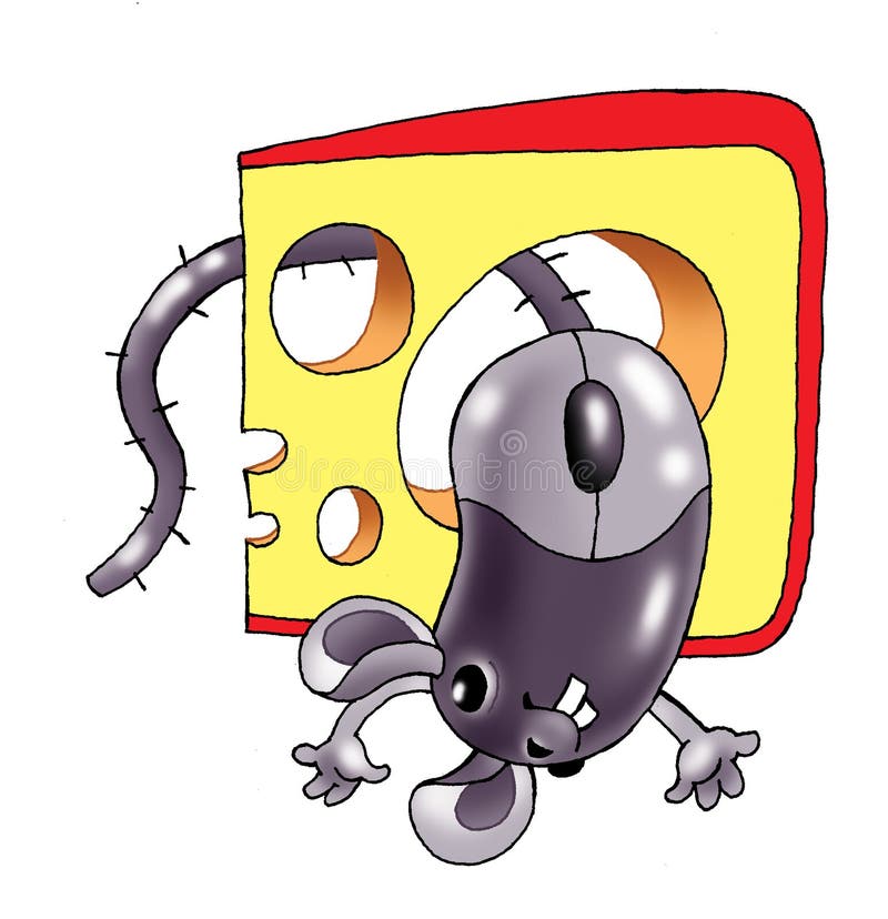 Computer Mouse Cheese Cartoon Figure Stock Illustration - Illustration ...