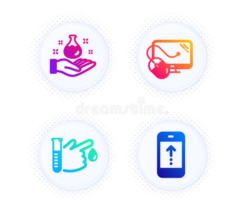Computer Mouse, Chemistry Lab and Blood Donation Icons Set. Swipe Up ...