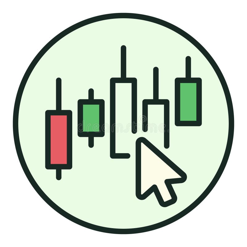Computer Mouse Click on Candlestick Chart Vector Stock Market Trading ...