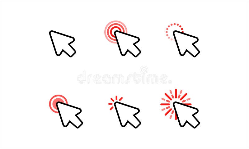 Computer Mouse Click Cursor Arrow. Click. Hand Icon Pointer. Vector on Isolated White Background ...