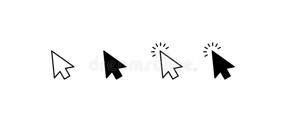 Computer Mouse Click Cursor Black Arrow Icons Set Cursor Icon Vector