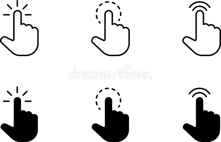 Computer Mouse Click Cursor Black Arrow Icons Set Cursor Icon Vector