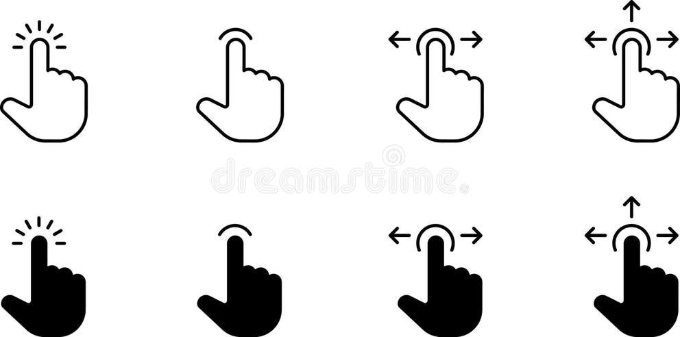 Computer Mouse Click Cursor Black Arrow Icons Set. Cursor Icon. Vector Illustration Stock Vector ...