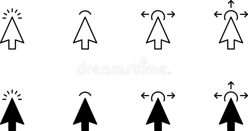 Computer Mouse Click Cursor Black Arrow Icons Set Cursor Icon Vector Illustration Stock Vector