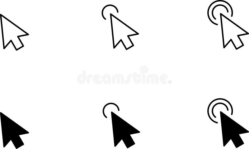 Computer Mouse Click Cursor Black Arrow Icons Set Cursor Icon Vector