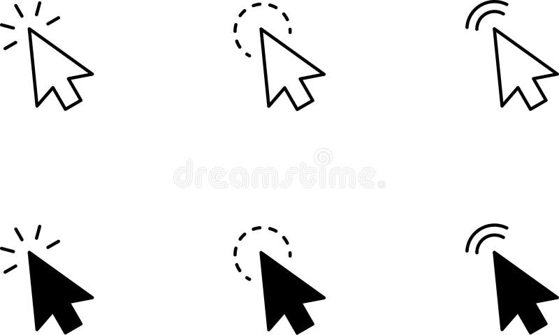 Computer Mouse Click Cursor Black Arrow Icons Set Cursor Icon Vector Illustration Stock Vector