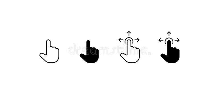 Computer Mouse Click Cursor Black Arrow Icons Set. Cursor Icon. Vector Illustration Stock ...