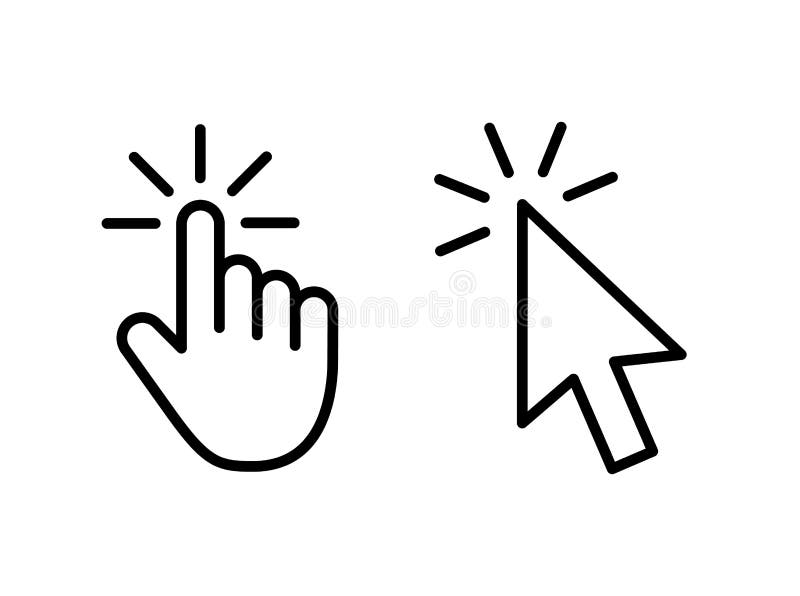 Computer Mouse Click Cursor Gray Arrow Icons Set and Loading Icon ...