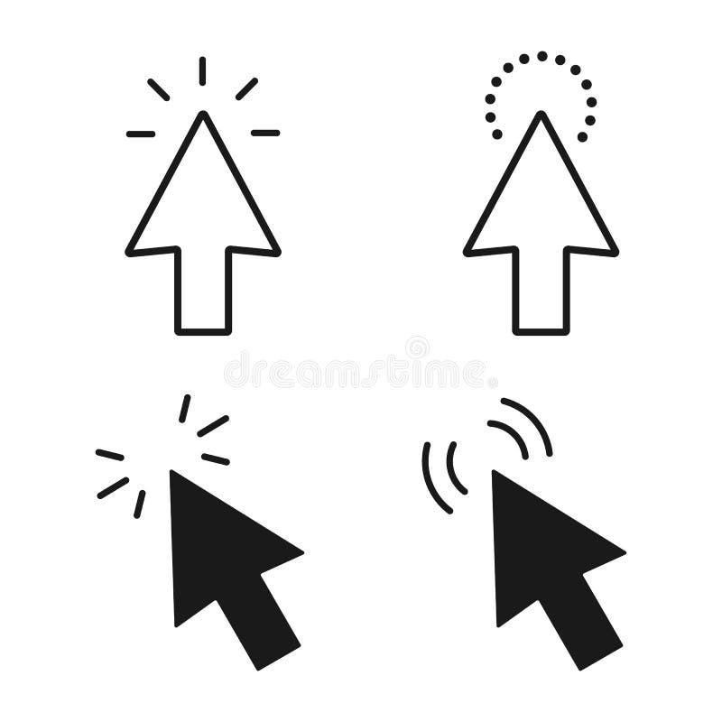 Click Cursor Set Button with Hand or Mouse Cursor. Computer Mouse Cursor or Hand Pointer Symbol ...