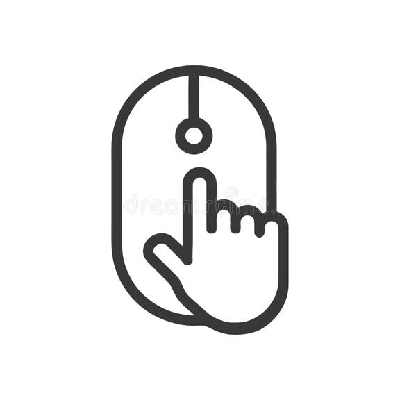 Hand Clicking Computer Mouse Icon: Simple Line Art Design Stock Vector ...