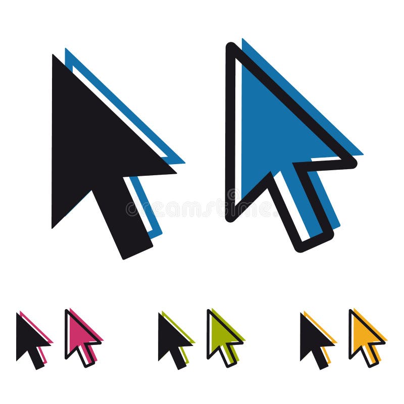 Click Here Button - Colorful Vector Illustration with Mouse Arrow ...