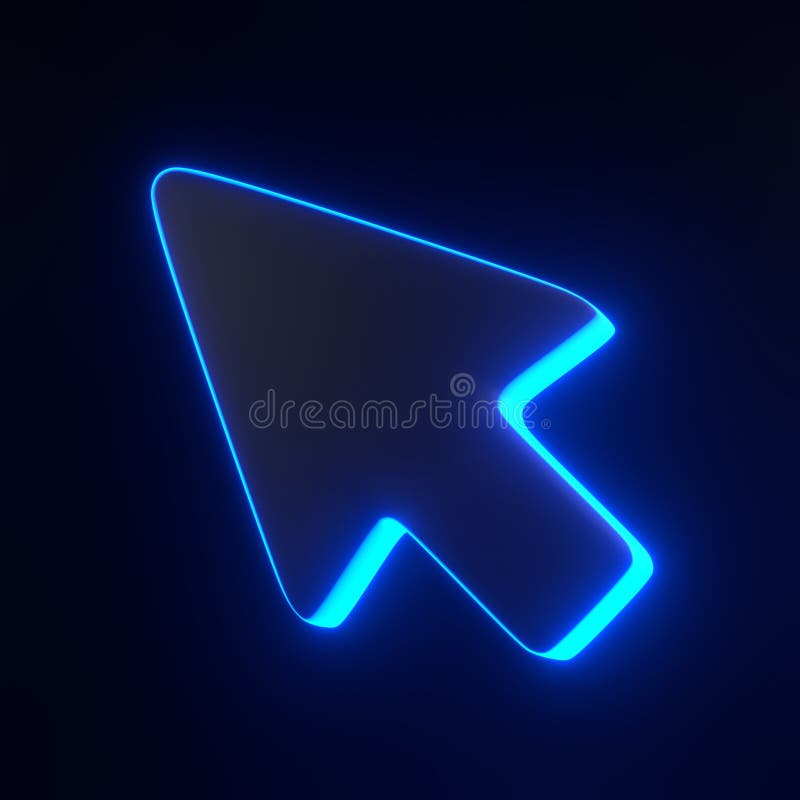Computer Mouse Click Pointer with Bright Glowing Futuristic Blue Neon ...