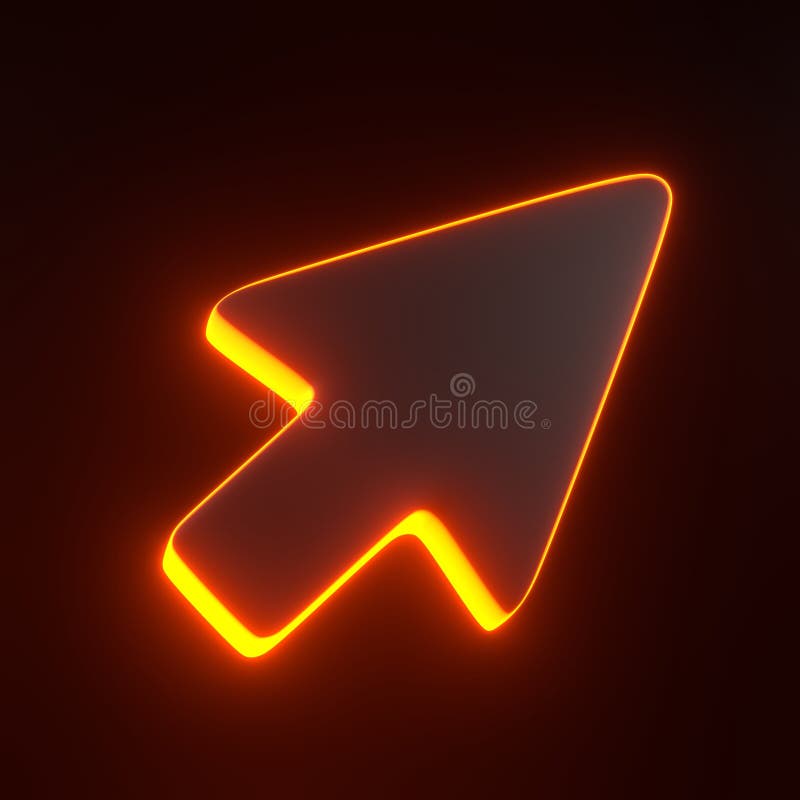 Computer Mouse Click Pointer with Bright Glowing Futuristic Orange Neon ...