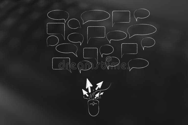 Computer Mouse with Clicks and Speech Bubbles Above it As Feedback ...