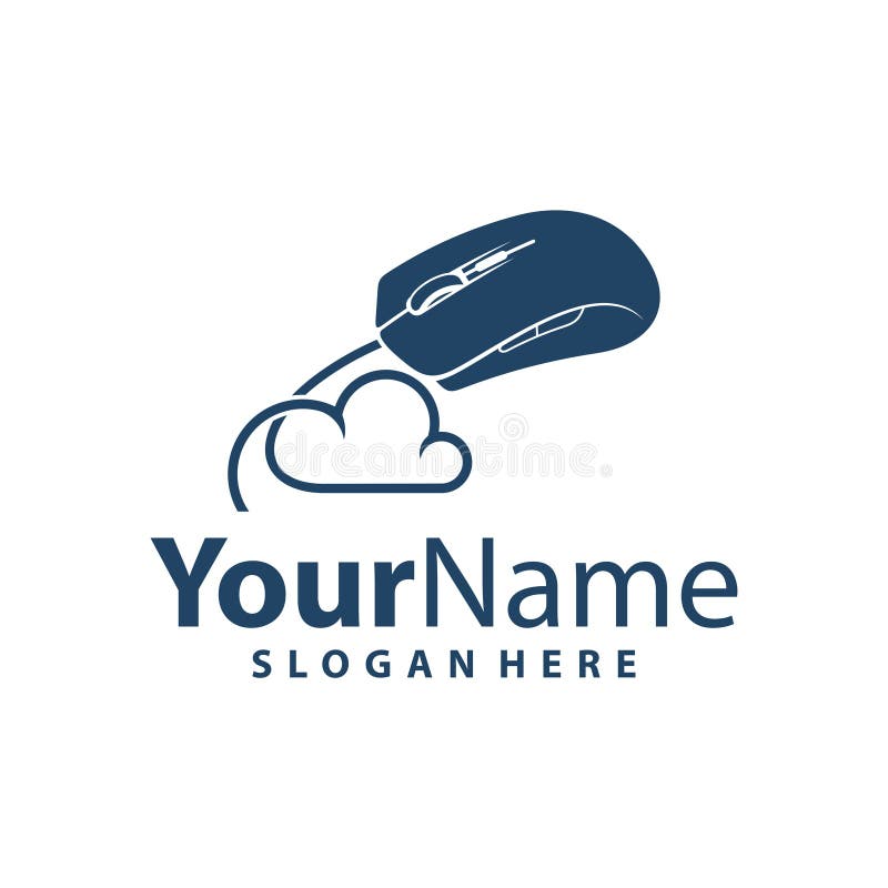 Computer Mouse with Cloud Logo Design Vector Illustration. Mouse Logo ...