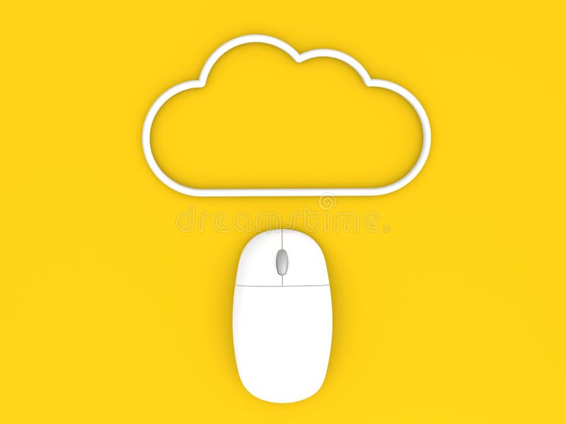Computer Mouse and Cloud on a Yellow Background. Stock Illustration ...