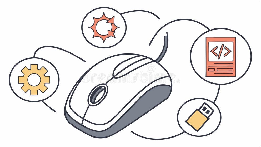 Computer Mouse with Code and Programming Icons, Tech and Software ...