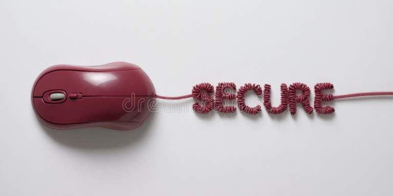 Computer Mouse Connected by Cable Spelling Secure, Representing Digital ...