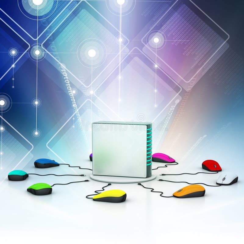 Mouse Connected with Computer File Folder Stock Illustration ...