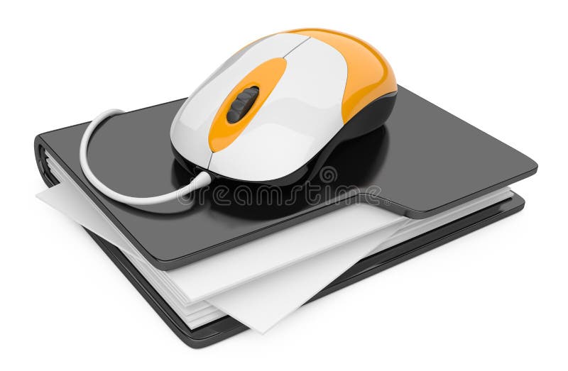 PC Mouse with Red Folder and White Cross Stock Illustration ...