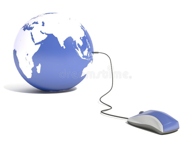 Earth Globe And Computer Mouse Stock Illustration - Illustration of ...