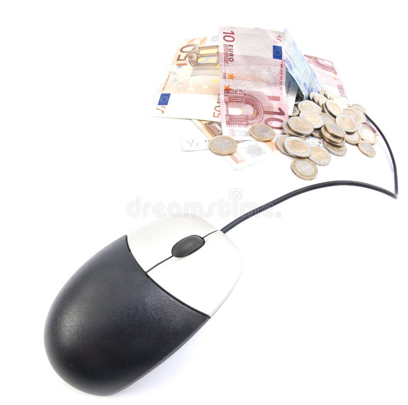 The Mouse Connected To the Laptop Via a Wire in the Shape of an Stock ...