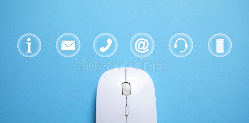 Computer Mouse with a Contact Symbols. Internet Stock Photo - Image of ...