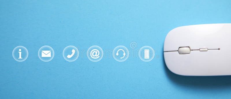 Computer Mouse with a Contact Symbols. Internet Stock Photo - Image of ...