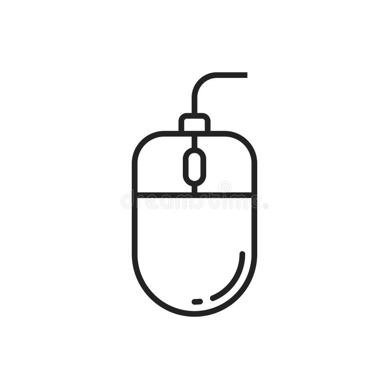 Computer Mouse with Cord Isolated Outline Icon Stock Vector ...