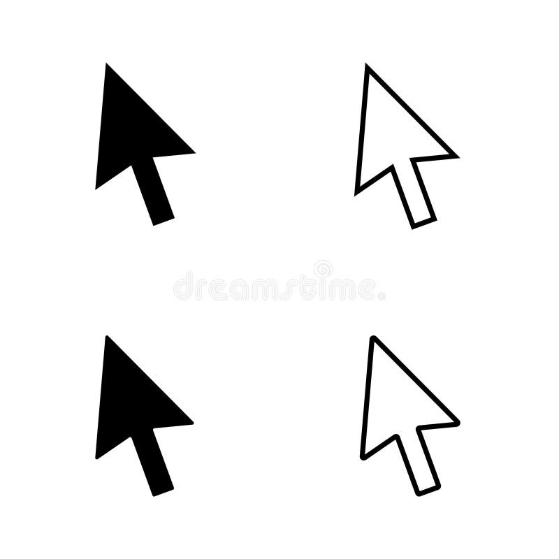Computer Mouse Cursor Arrow Icon Set â€ Solid and Outline Style for ...