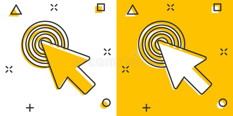 Computer Mouse Cursor Icon in Comic Style. Arrow Cursor Vector Cartoon ...