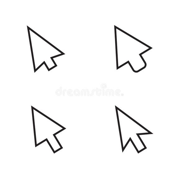 Computer Mouse Cursor Line Icon in Flat Style. Arrow Cursor Vector ...