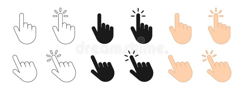 Computer Mouse Cursor Pointer Icons Set. Hand Cursor Icons Set Stock ...