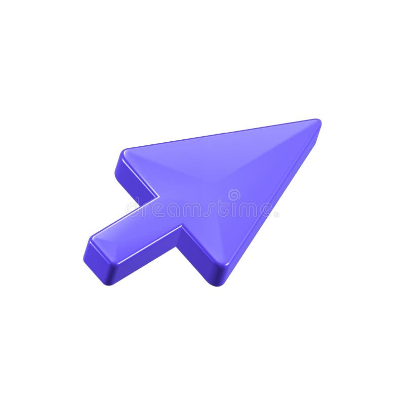 3d Arrow Pointer, Mouse Cursor Icon. Computer Interface Render. Click Here Arrow Stock Photo ...