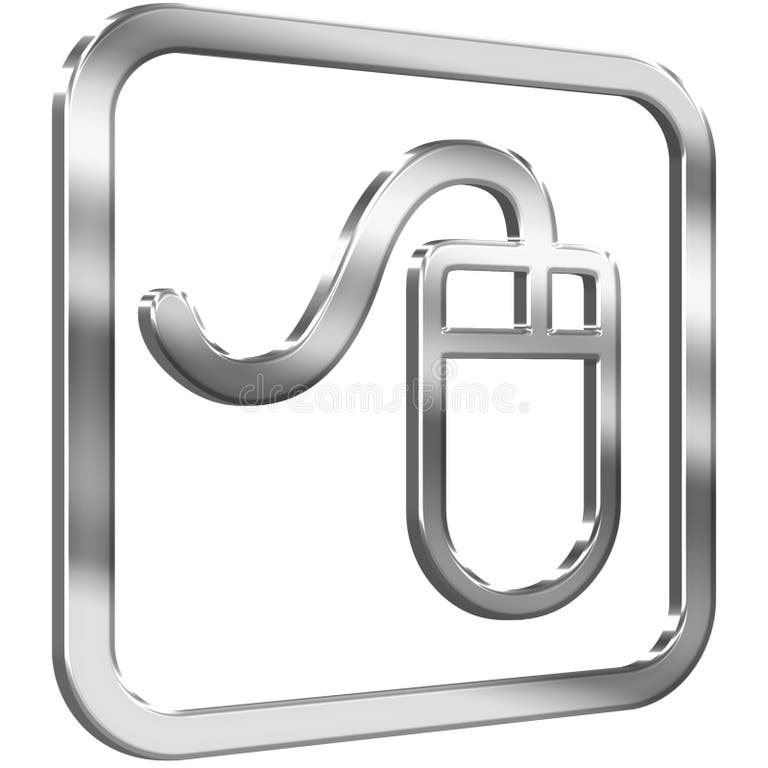 Computer Mouse 3D Icon with Silver Metallic Effect Stock Photo ...