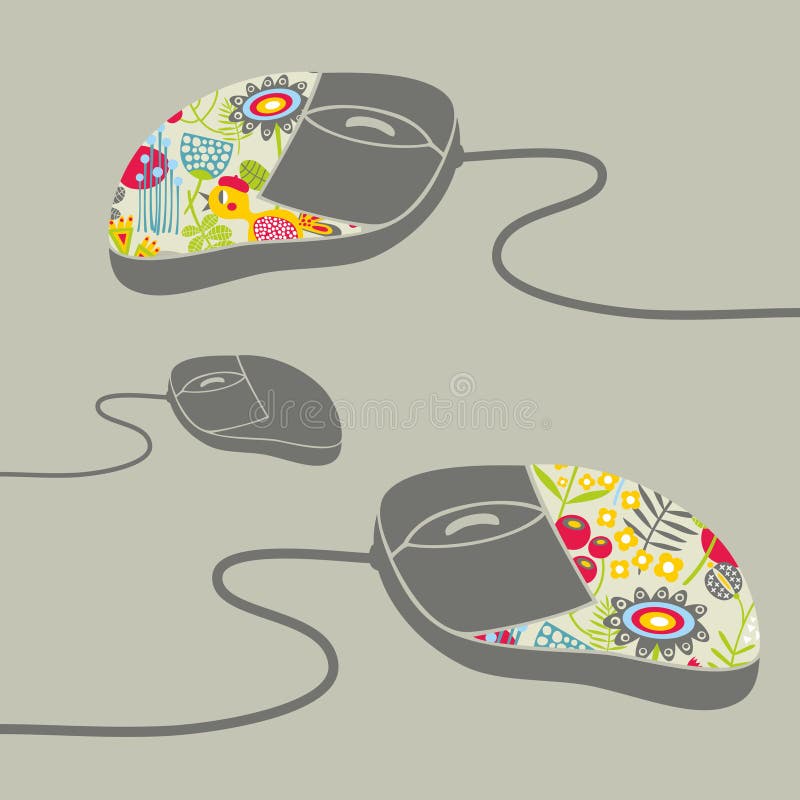 Computer Mouse Decorated with Design Print. Stock Vector - Illustration ...