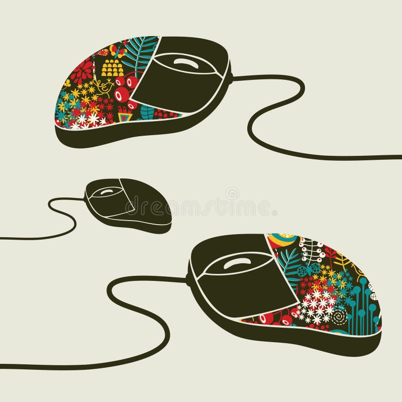 Computer Mouse Decorated with Design Print. Stock Vector - Illustration ...