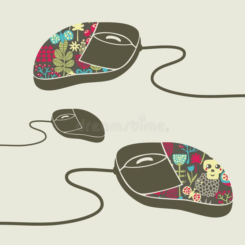 Computer Mouse Decorated with Design Print. Stock Vector - Illustration ...