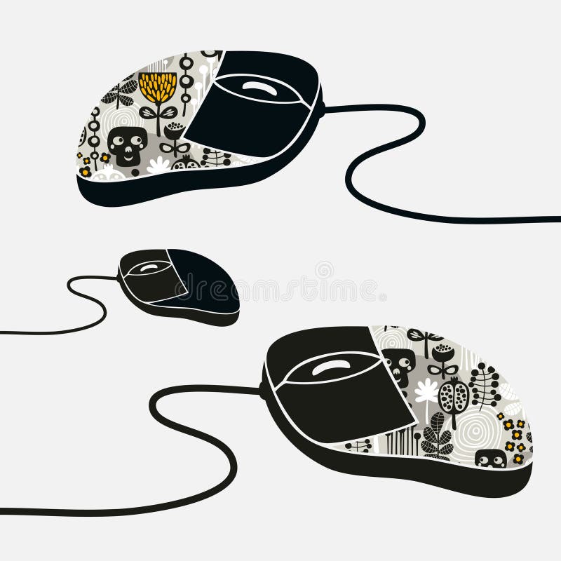 Computer Mouse Decorated with Design Print. Stock Vector - Illustration ...