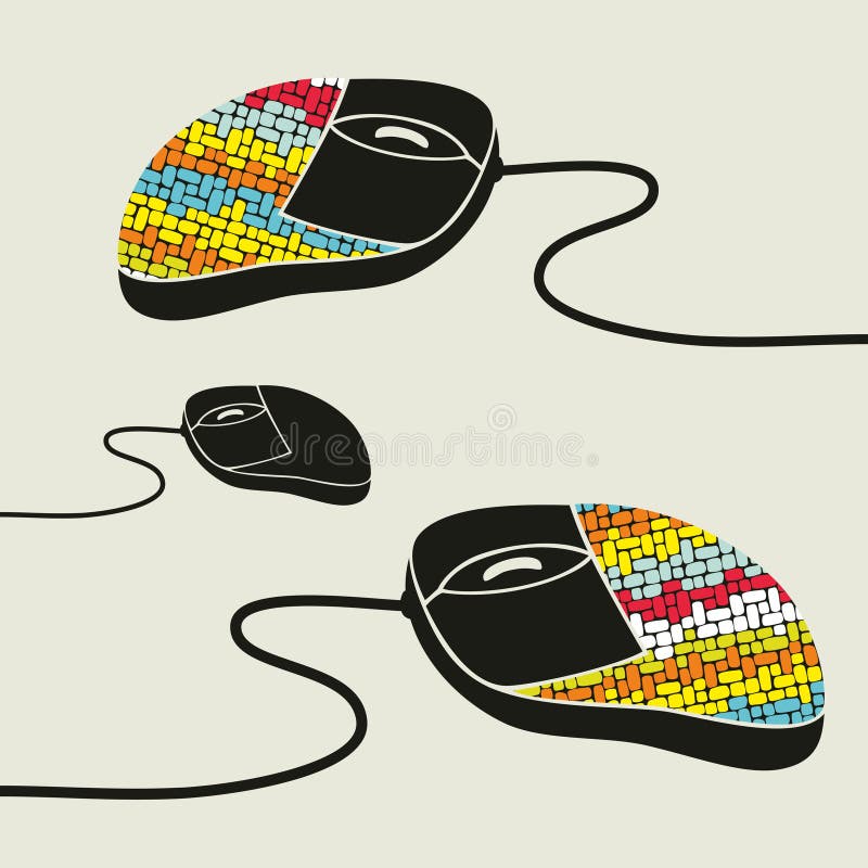 Computer Mouse Decorated with Design Print. Stock Vector - Illustration ...